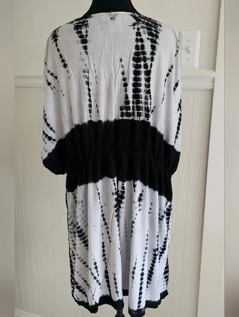 Dresses | Black White Tiedye Wrap Dress Swim Coverup 2426 | Poshmark